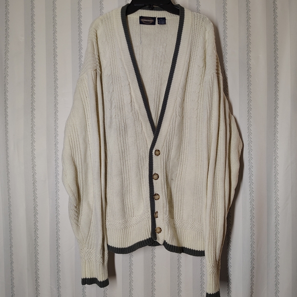 Towncraft | Sweaters | Towncraft Cream Cardigan With Dark Gray Trim ...
